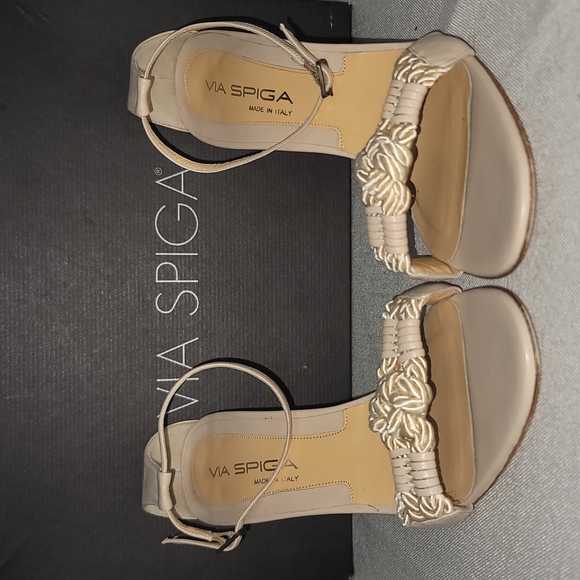 Via Spiga | Shoes | Via Spiga V Soutache Beige Leather Heel Sz 7 | Poshmark